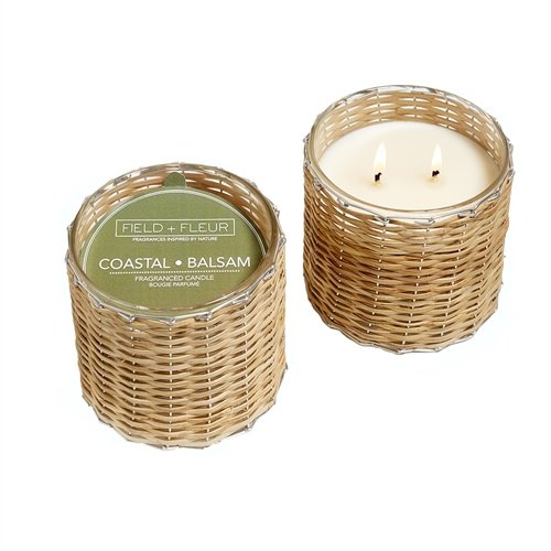 Field + Fleur - Coastal Balsam 2 Wick Handwoven Candle | Candle Delirium