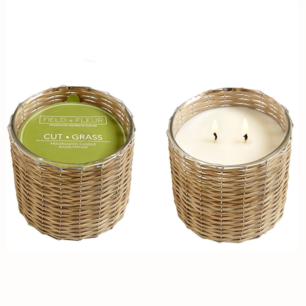 Field + Fleur - Cut Grass 2 Wick Handwoven Candle | Candle Delirium