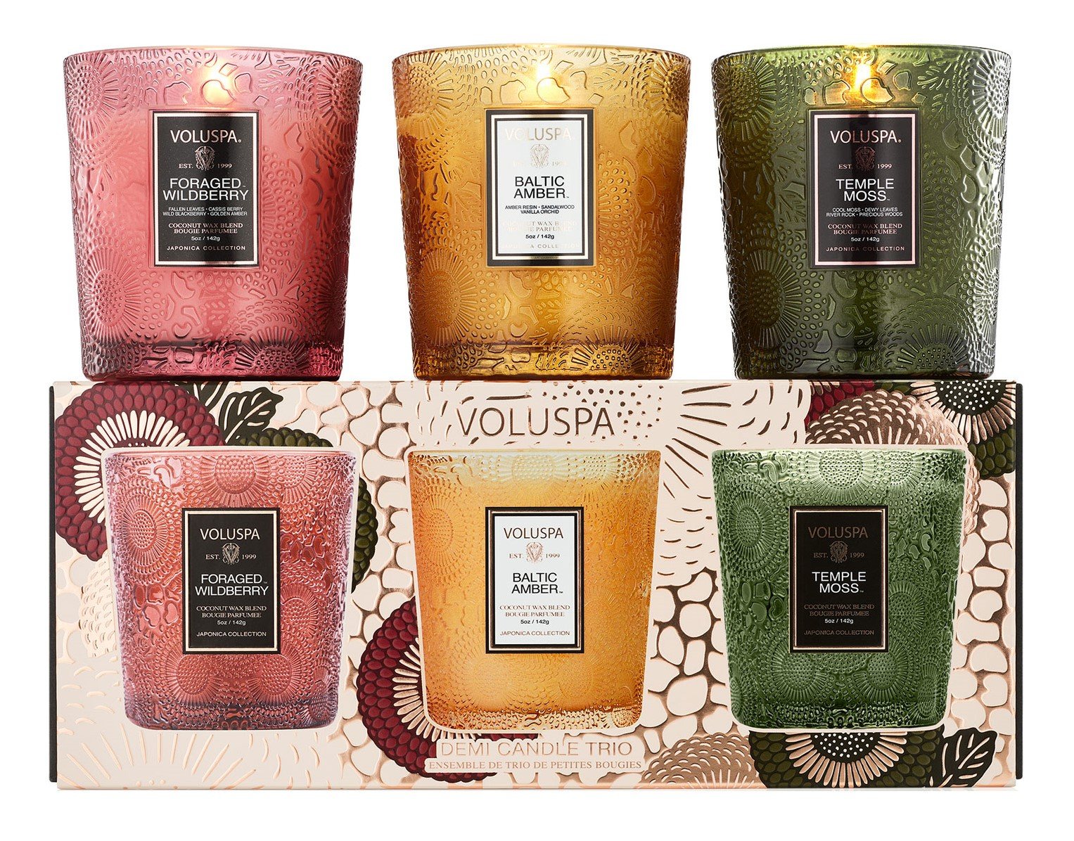 Voluspa - Japonica Restoration Demi Candle Trio Set | Candle Delirium