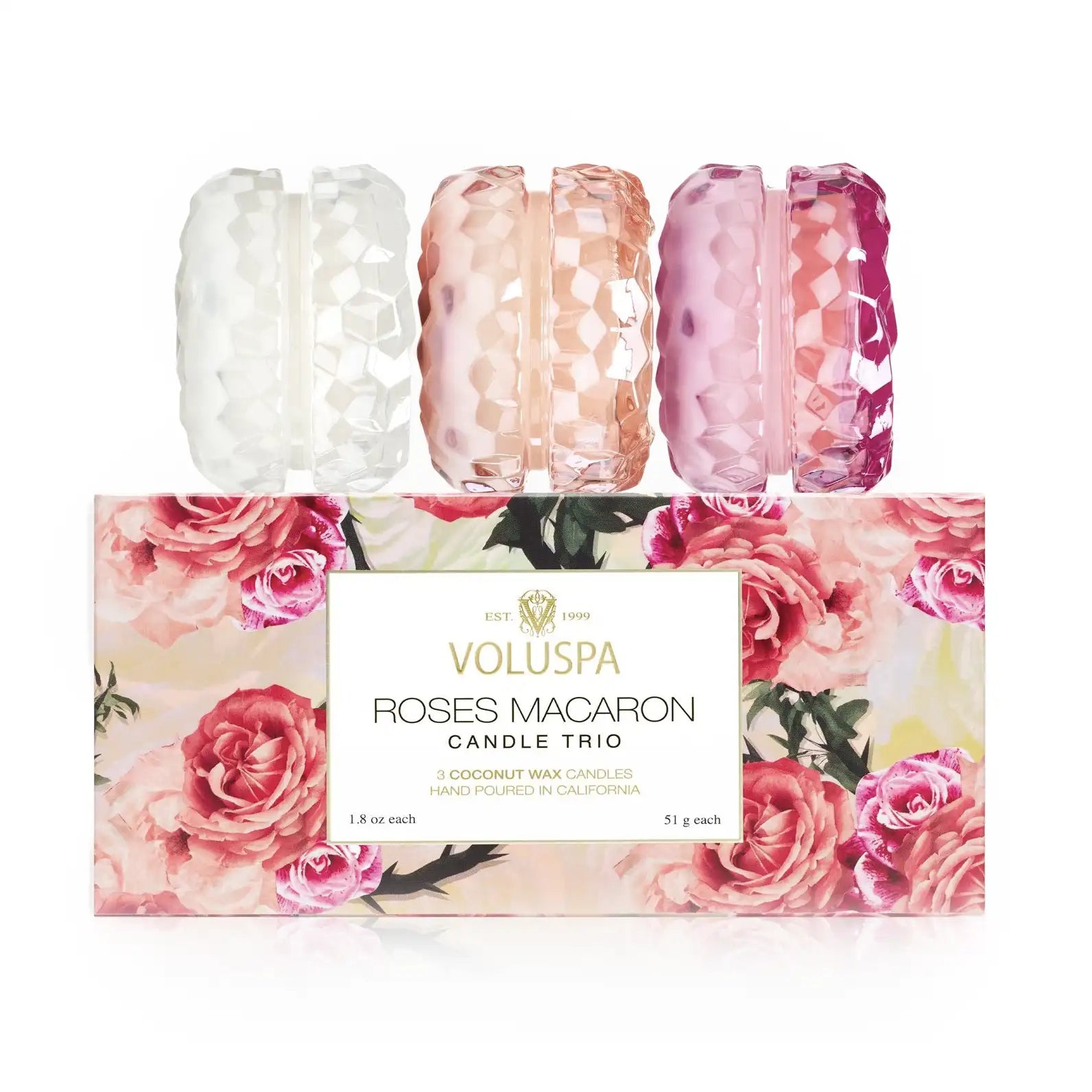Voluspa - Roses Macaron 3 Candle Gift Set at CandleDelirium.com ...